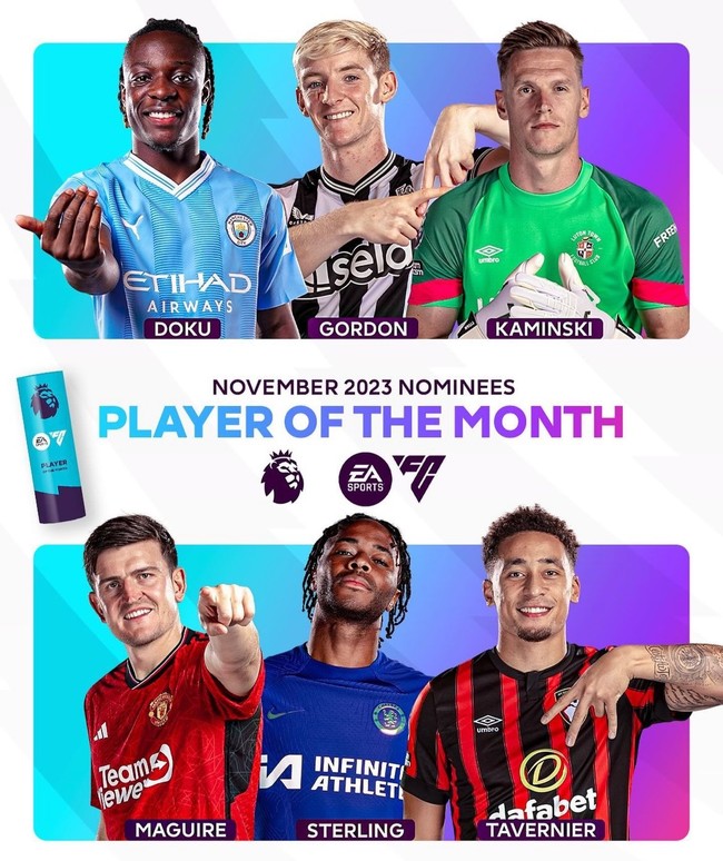 [오피셜] 부활 매과이어 후보 포함...메디슨-손흥민-살라 이어 'PL 이달의 선수' 노린다