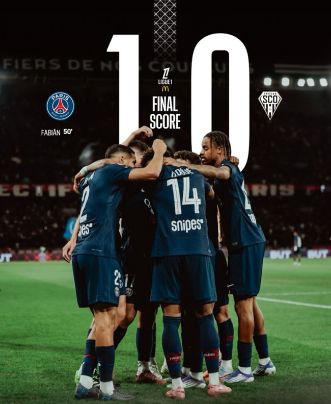 [리그앙 리뷰] ‘이적설’ 이강인 교체 출전→9분 소화... ‘루이스 결승골’ PSG, 앙제에 1-0 신승